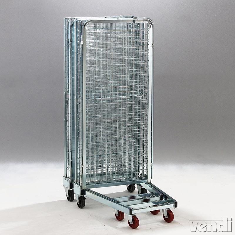 Rácsos áruszállító kocsi (rolli kocsi), egymásba tolható 3 oldalon zárt ...
